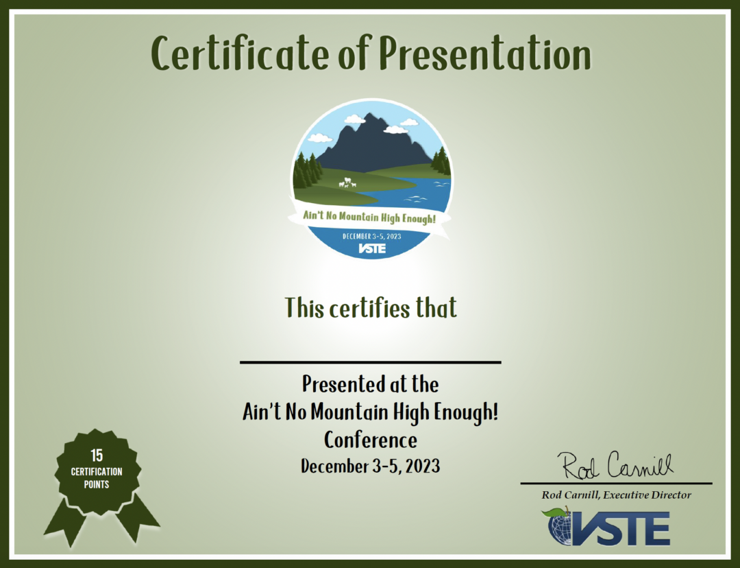 Certificates | 2025 VSTE Annual Conference