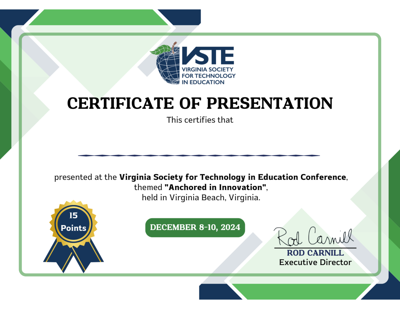 Certificates | 2025 VSTE Annual Conference